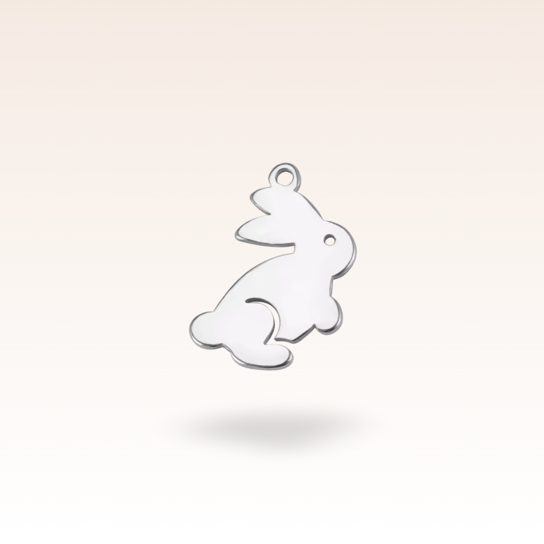 Silver Solid Rabbit Charm - Minimalist Design
